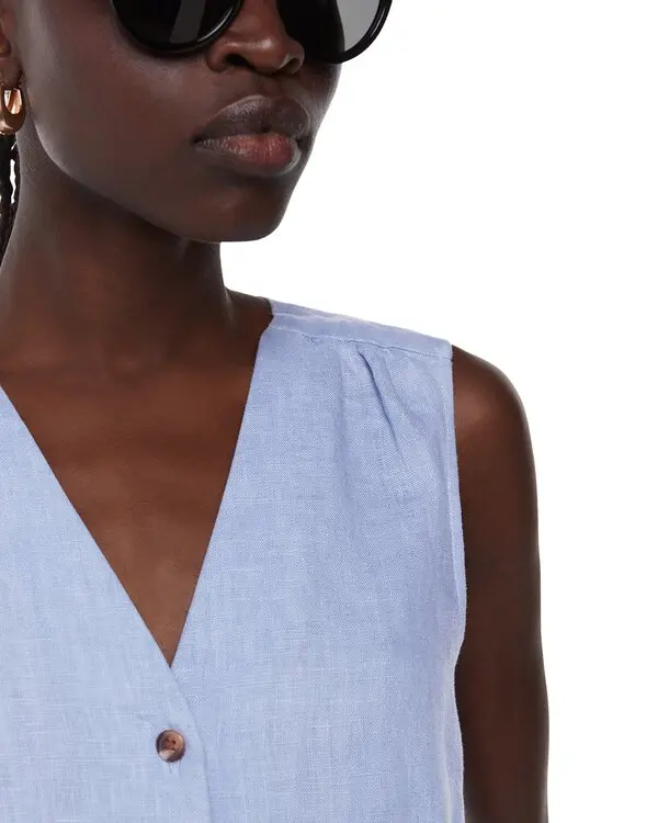 Whistles Laura Linen Tank Top - Blue