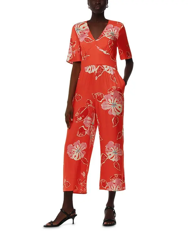 Whistles Hawaiian Print Aimee Jumpsuit - Coral