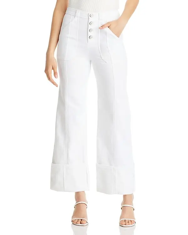 Cinq À Sept Benji Cropped Wide Leg Denim Pants - White
