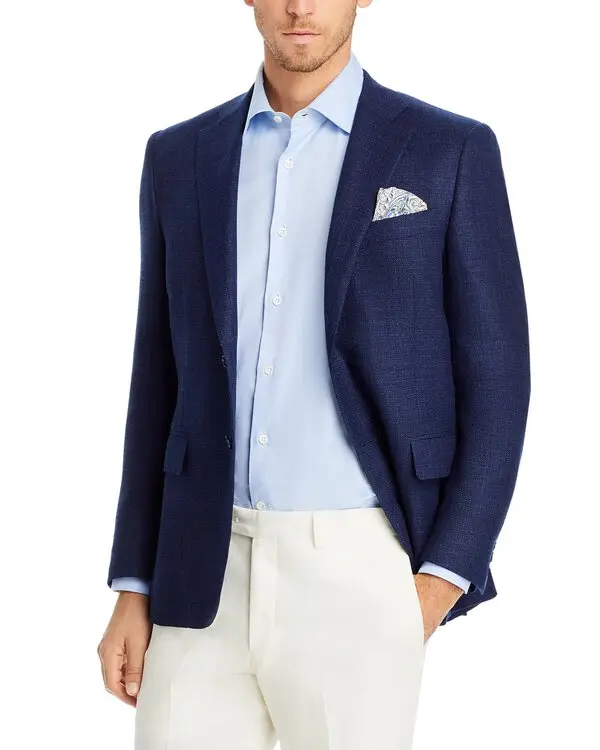 Canali Siena Melange Textured Sport Coat - Blue