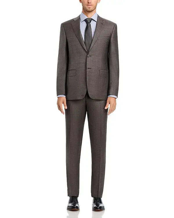Canali Siena Sharkskin Regular Fit Suit - Brown