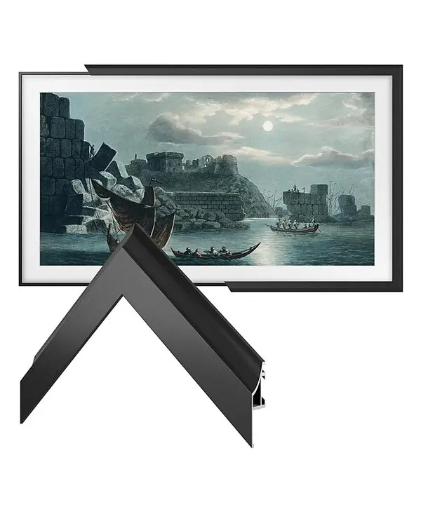 DECO TV FRAMES 85" Customizable Alloy Prismatic Frame For Samsung The Frame Tv 2021-2023 - Scoop Anodized Black
