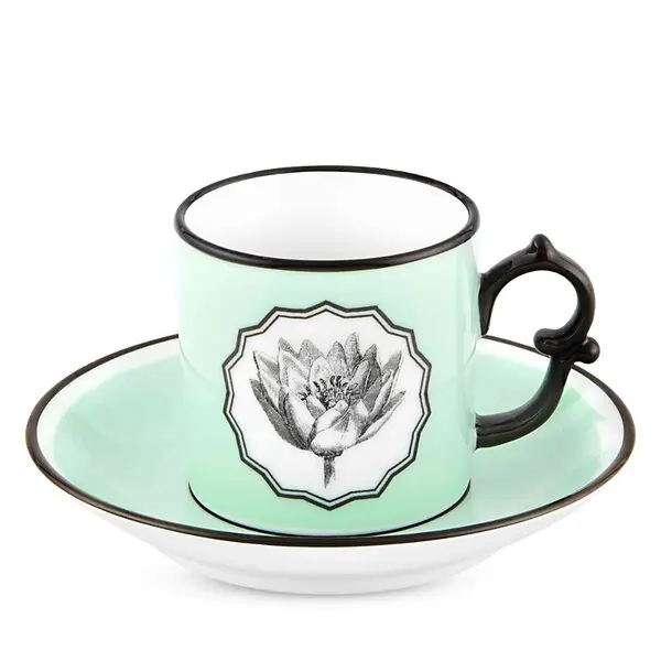 VISTA ALEGRE Herbariae Christian Lacroix Coffee Cup And Saucer - Green