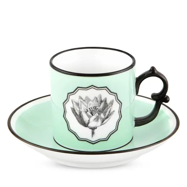 VISTA ALEGRE Herbariae Christian Lacroix Coffee Cup And Saucer - Green