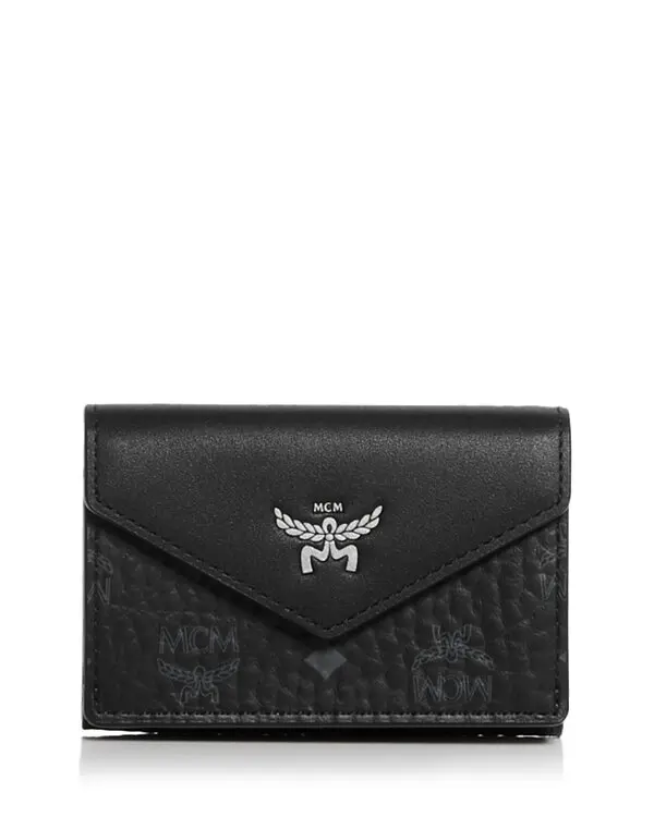 Mcm Aren Visetos Trifold Wallet - Black