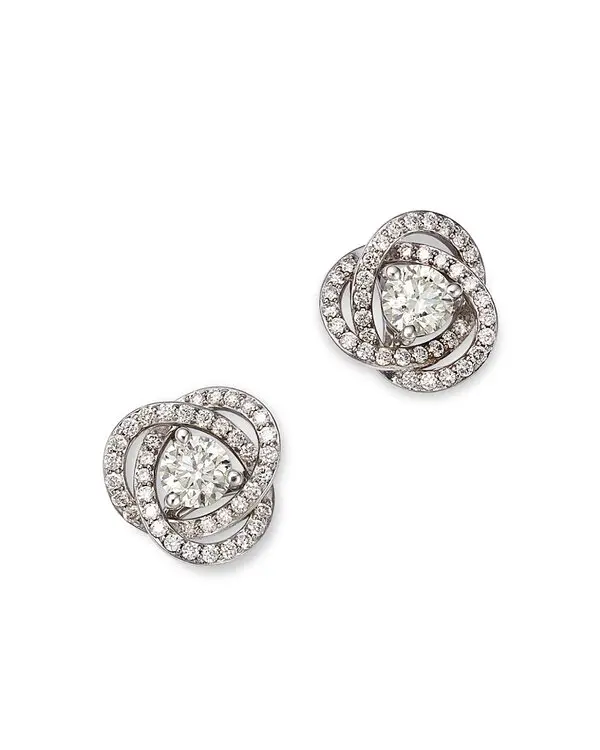 Bloomingdale'S Diamond Love Knot Stud Earrings 1.30 Tcw - White