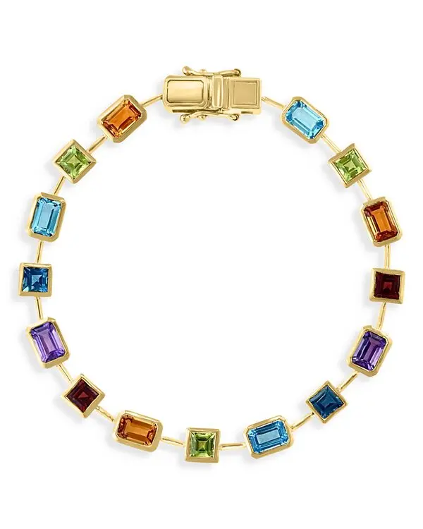 Bloomingdale'S 14k Yellow Gold Gemstone Bezel Link Bracelet - Multi