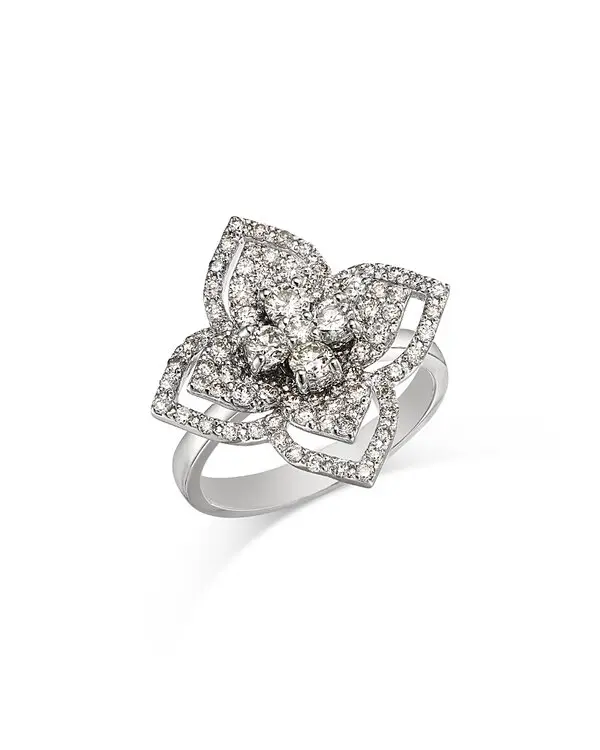 Bloomingdale'S Diamond Flower Ring In 14k Gold, 1.50 Tcw - White