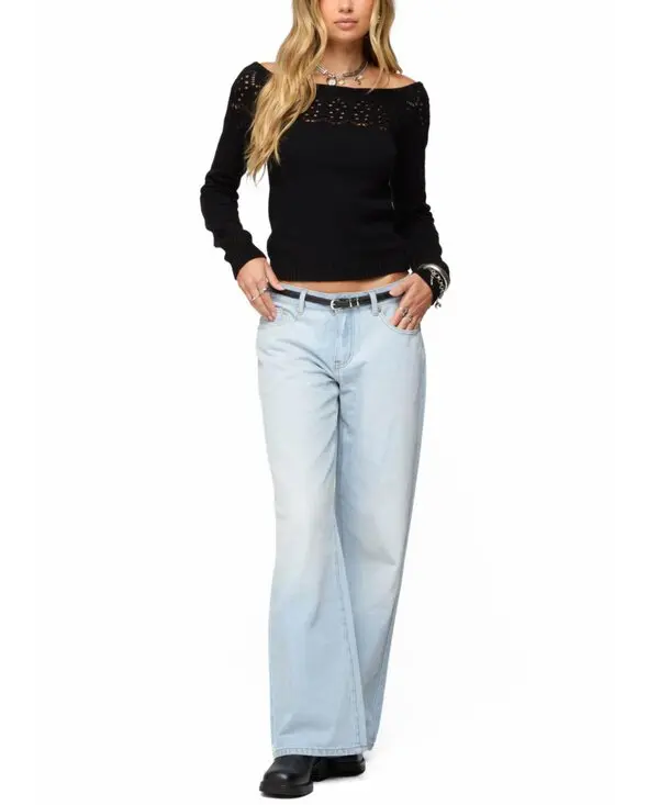 EDIKTED Magda Low Rise Jeans - Light-blue