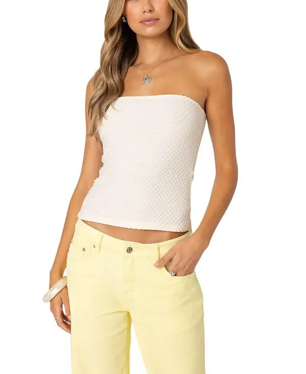 EDIKTED Albina Textured Tube Top - Cream