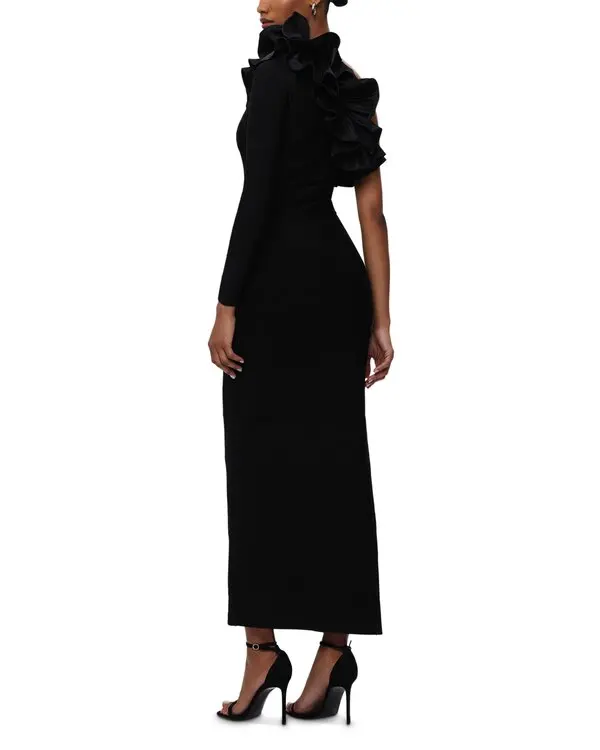Herve Leger Asymmetric Ruffled Gown