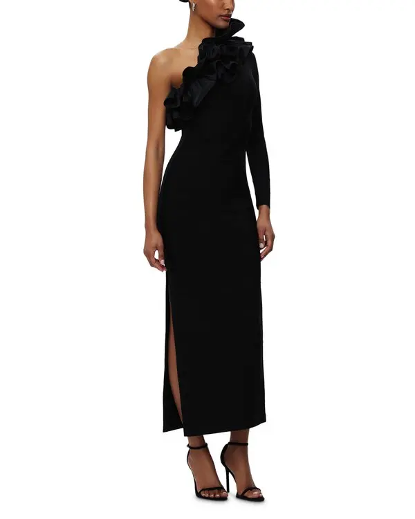 Herve Leger Asymmetric Ruffled Gown