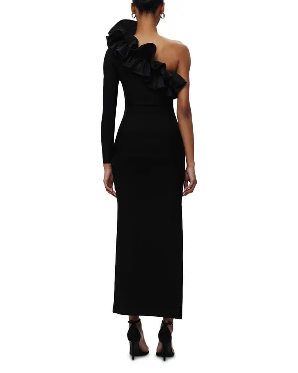 Herve Leger Asymmetric Ruffled Gown