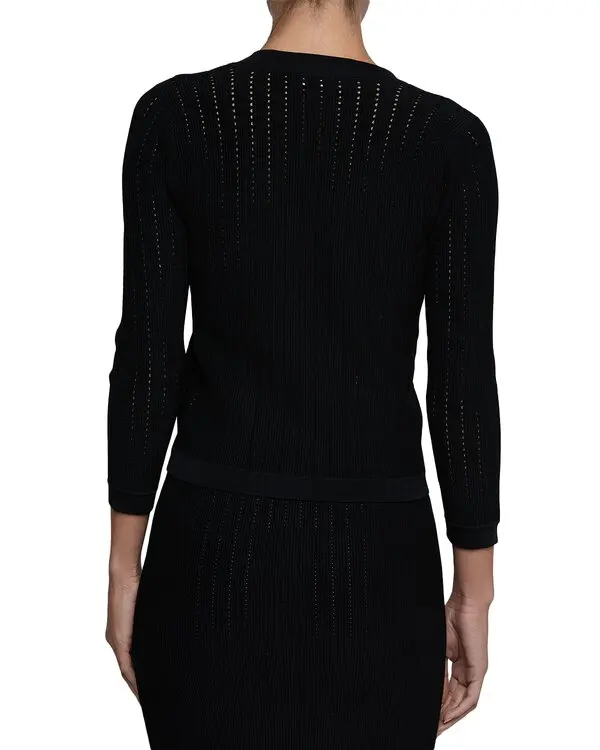 L'Agence Irvin Pointelle Cropped Cardigan - Black