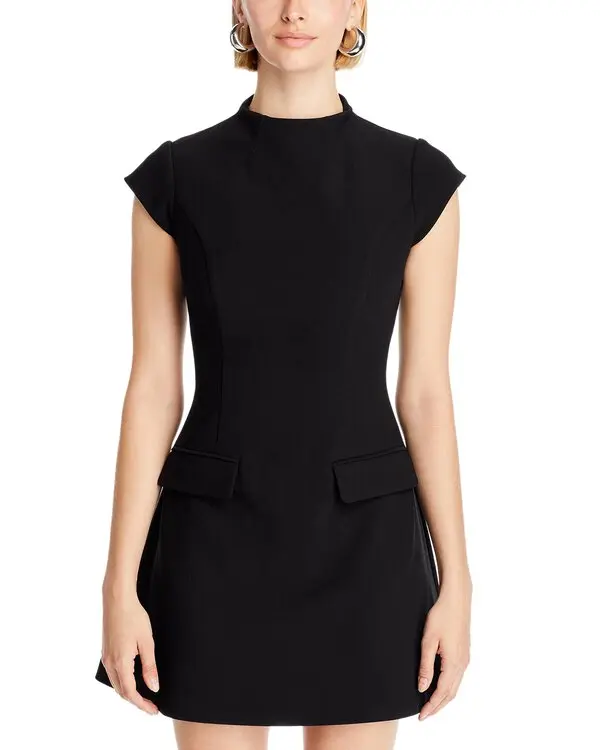 Aqua Short Sleeve Mock Neck Dress Exclusive In Black - 75% Off |  Editorialist