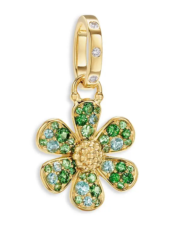 Temple St. Clair 18k Yellow Gold Multi-gemstone & Diamond Flower Power Pendant - Green/gold