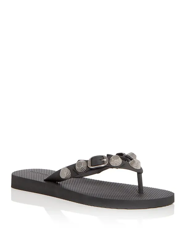 Balenciaga Cagole Studded Flip Flops - Noir