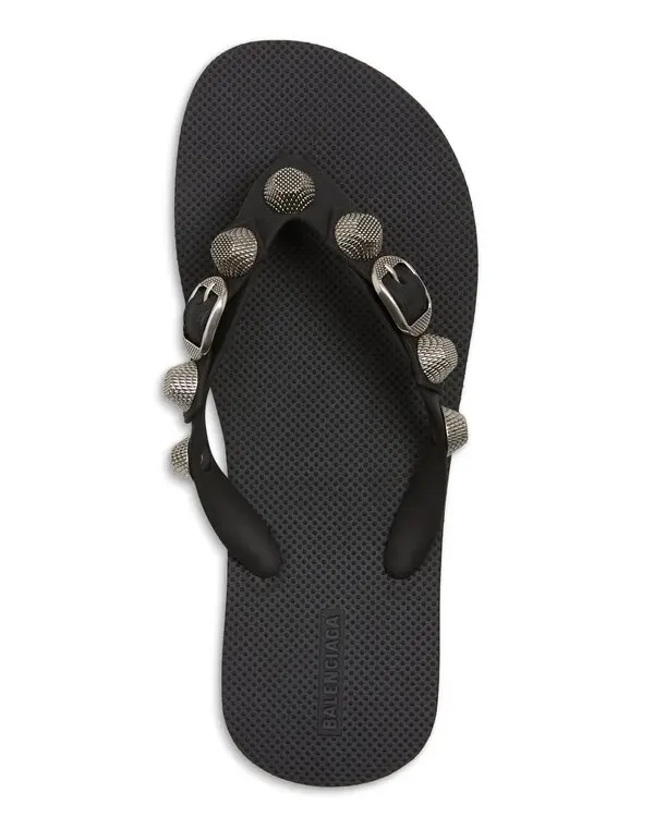 Balenciaga Cagole Studded Flip Flops - Noir
