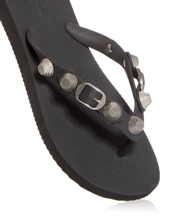 Balenciaga Cagole Studded Flip Flops - Noir
