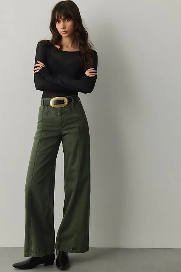 Free People We The Free Libre Wide-leg Jeans - Thyme