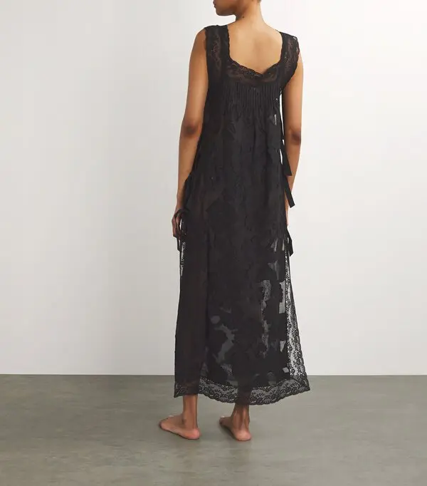 Loretta Caponi Lace-trim Fiocchini Nightdress - Black