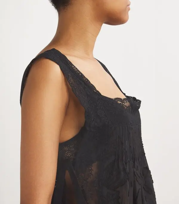 Loretta Caponi Lace-trim Fiocchini Nightdress - Black