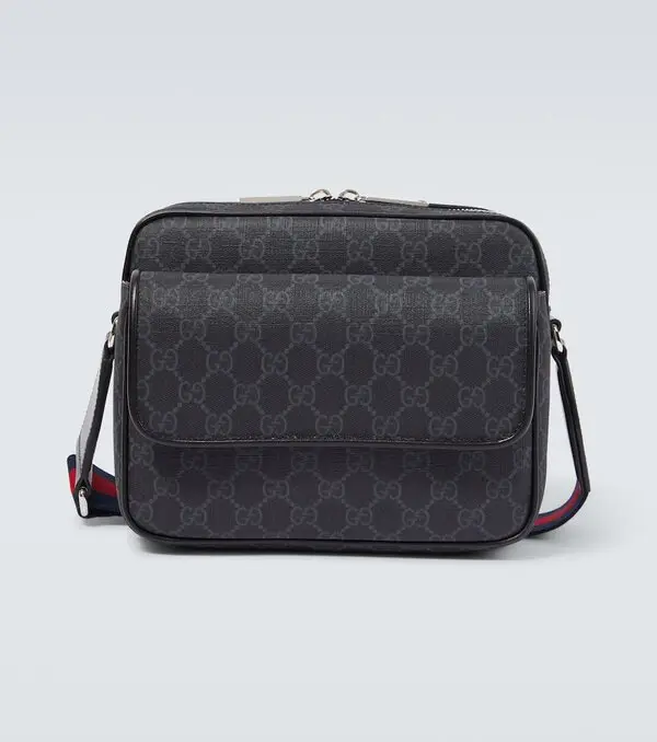 Gucci Gg Supreme Small Faux Leather Crossbody Bag - Black