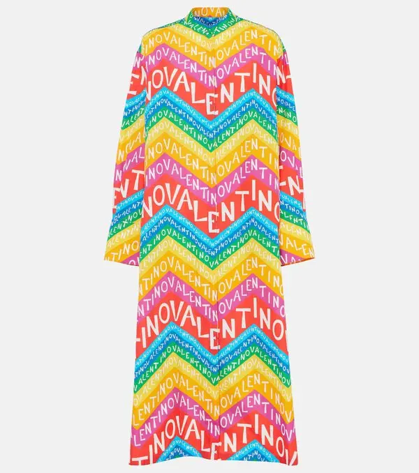 Valentino Garavani Chevron Cotton Shirt Dress - Multicoloured