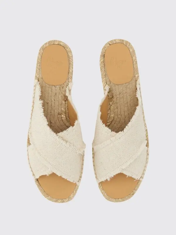 CastaÑer Woven Heeled Espadrille Sandals - White