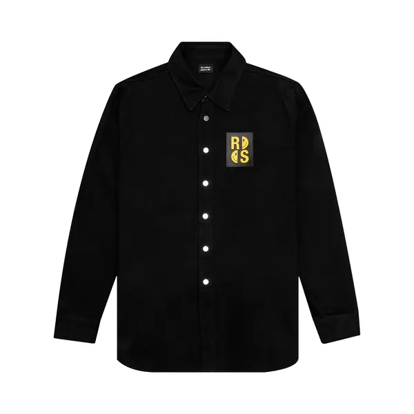 Raf Simons Slim-fit Denim Shirt With Leather Patch