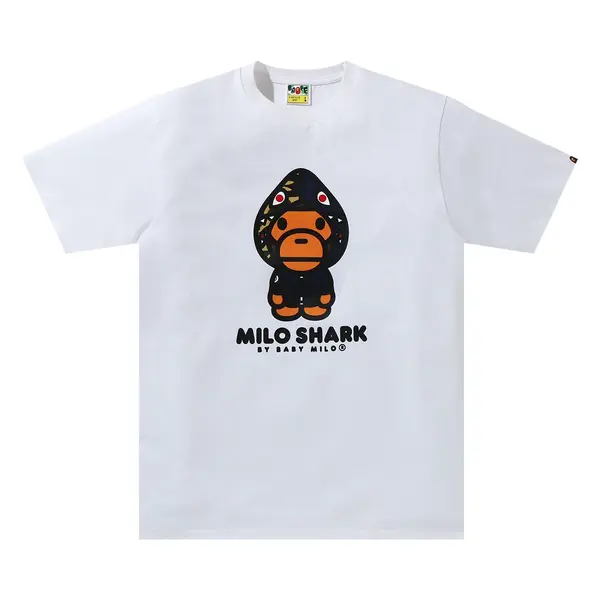 A BATHING APE Milo Shark Tee /navy - White