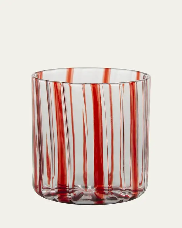 TUTTOATTACCATO Stripe Low Drinking Glass, 11.15 Oz - Red