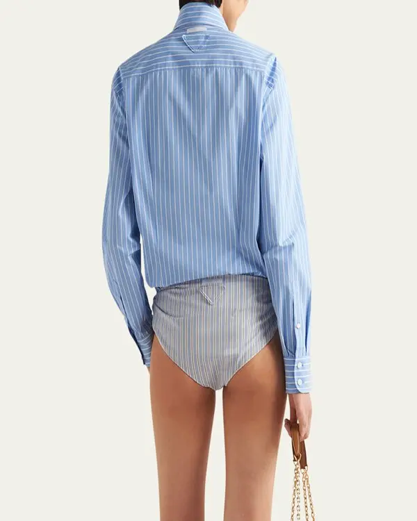 Prada Striped Cotton Poplin Shirt