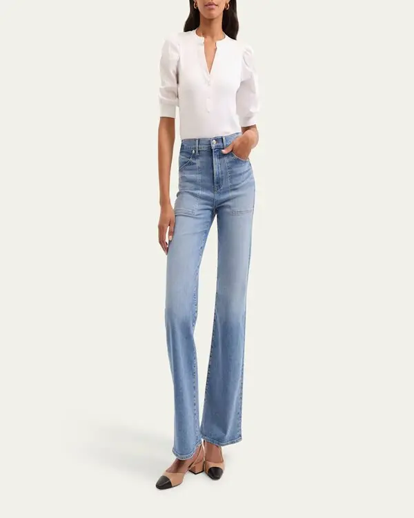 Veronica Beard Crosbie Wide-leg Jeans With Pocket Details - Amethyst