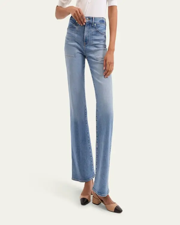 Veronica Beard Crosbie Wide-leg Jeans With Pocket Details - Amethyst