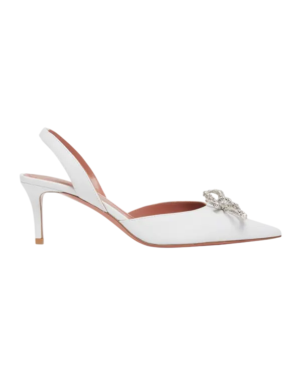 Amina Muaddi Rosie Leather Slingback Pumps - White