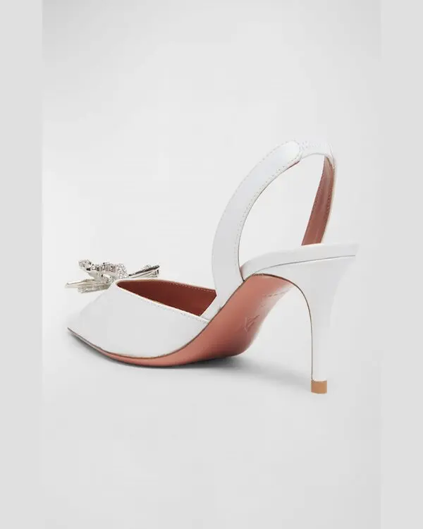 Amina Muaddi Rosie Leather Slingback Pumps - White