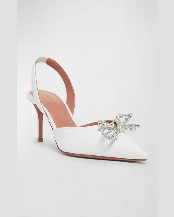 Amina Muaddi Rosie Leather Slingback Pumps - White