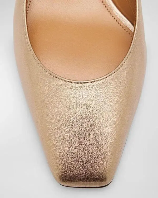 AQUAZZURA Metallic Leather Ballerina Pumps - Light Copper