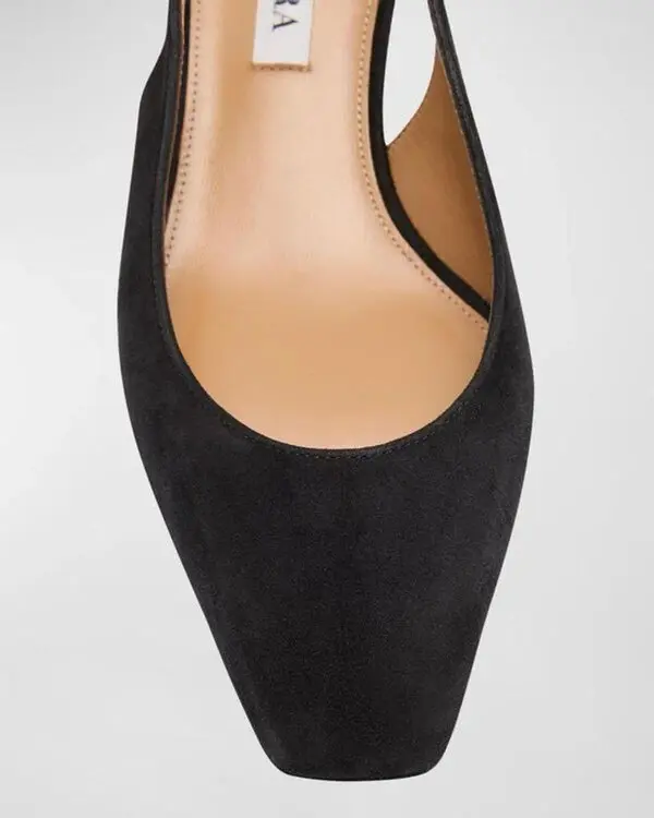 AQUAZZURA Suede Ballerina Pumps - Black