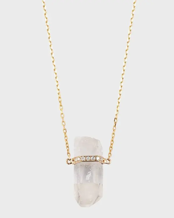 Jia Jia 14k Yellow Crystal Quartz And Diamond Bar Necklace - Gold