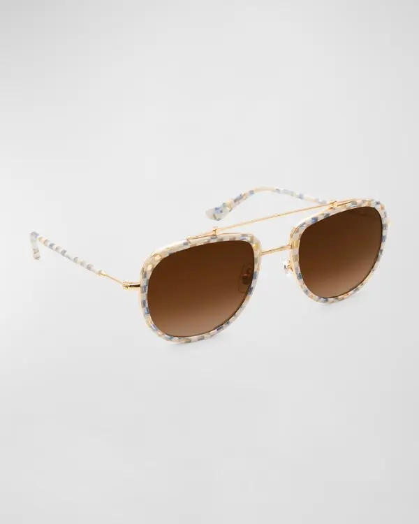 Krewe Breton Aviator Sunglasses - Pincheck 18k | Editorialist display picture 2
