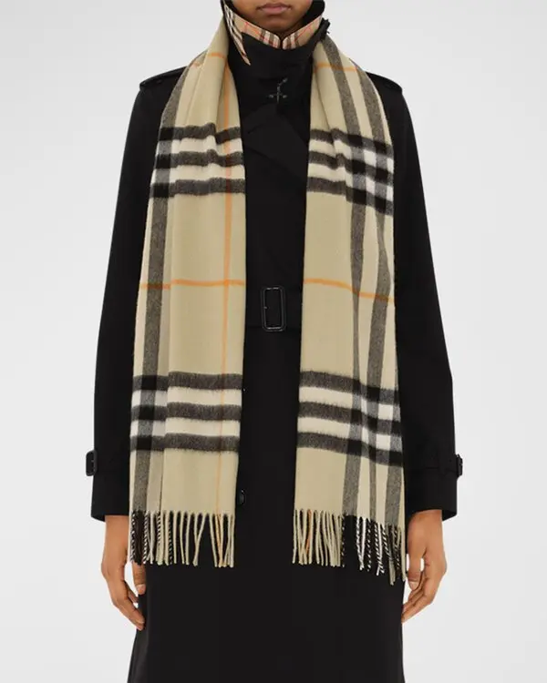 Burberry Giant Check Cashmere Scarf Light Sage Editorialist