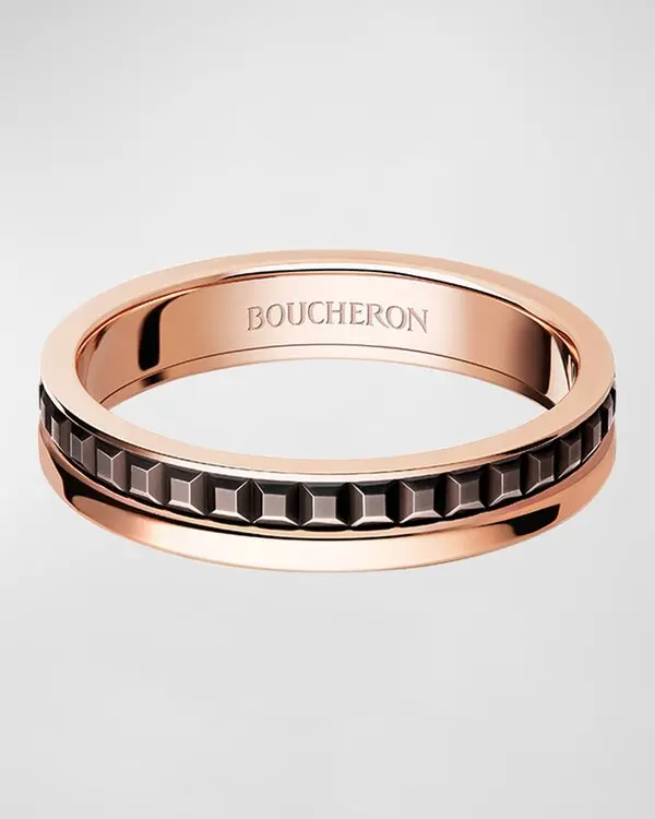 Boucheron Quatre 18k & Brown Pvd Band Ring - Rose Gold