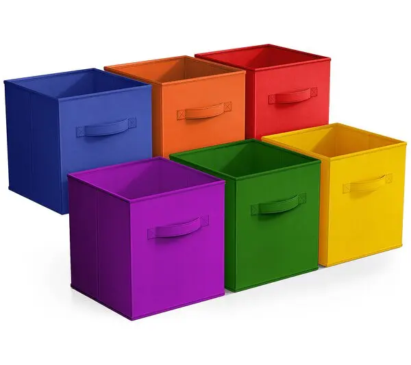 SORBUS 6 Pack 11 Inch Foldable Storage Cubes Wi Th Handles - One-color
