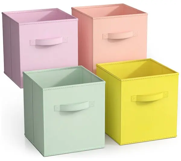 SORBUS 4 Pack 11' Cool Pastel Foldable Fabric S Torage Cubes - One-color