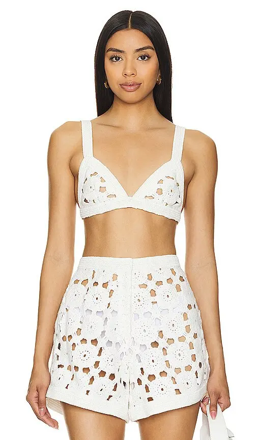 SAU LEE Myko Crochet Bralette - White