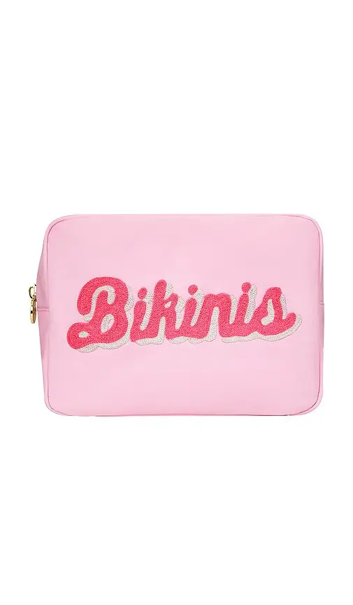 Stoney Clover Lane Hand Embroidered Bikinis Large Pouch - Flamingo