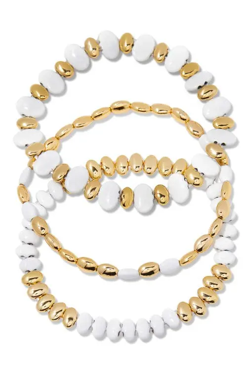 BROOK & YORK Monterey Set Of 3 Beaded Bracelets - Gold/ White