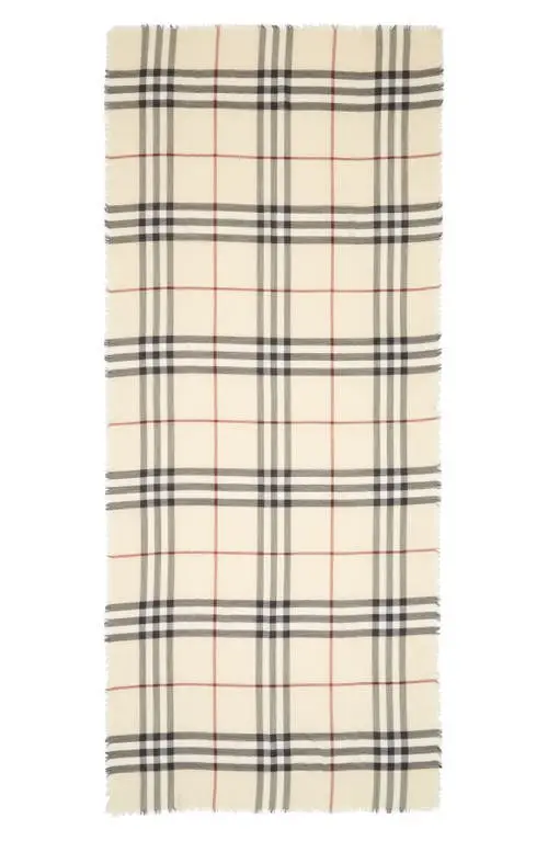 Burberry Check Lightweight Wool Scarf - Stone